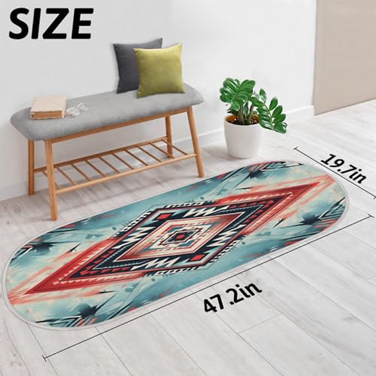 Tavisto Tribal Rectangle Fluffy Oval Shaggy Rugs for Bedroom Aesthetic Plush Floor Mat - Soft and Absorbent - Ideal for Living Room,Home Decor, and Playrooms