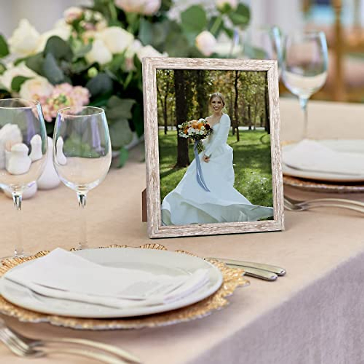 Lyeasw Rustic 8x10 Picture Frame Set of 12, Multi Woodgrain Farmhouse Photo Frames for Wall or Tabletop, Beige