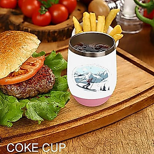 WYUSPGK 304 Stainless Steel Insulated Cup, Skiing Theme Print Smooth Rim, Durable & Reusable - Perfect for Office, Home, And Travel