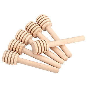 30pcs Wooden Mini Jam Honey Dipper Jar Dispensing Collecting Stirring Rod Stick (10cm)