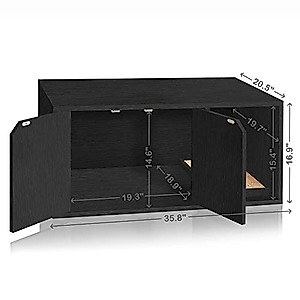 WAY BASICS Cat Litter Box Enclosure Pet House - Odor Control Modern Furniture (Tool-Free Assembly) Black