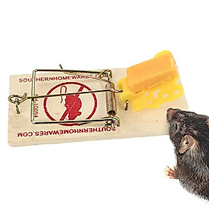Southern Homewares Wooden Snap Rat Trap Spring Action with Expanded Cheese Shaped Trigger 5 Pack