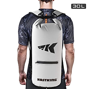 KastKing Cyclone Seal Dry Bag - 100% Waterproof Bag with Phone Case Front Zippered Pocket,Perfect for Beach,Fishing,Kayaking,Boating,Hiking,Camping,Biking,Skiing,White,20L