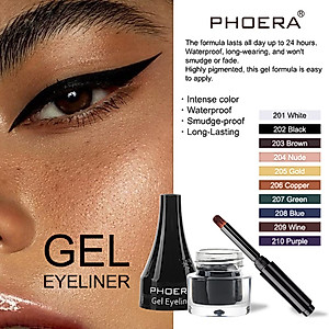 Go Ho Green Gel Eyeliner Pot,Matte Green Eyeliner Makeup,Smooth Highly Pigmented Long Lasting Gel Eyeliner with Brush,Eye Liner Gel Pot for Women,207 Green