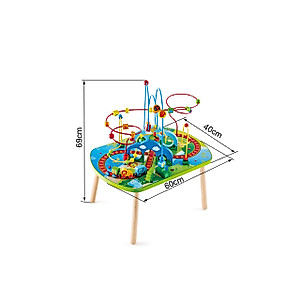 Hape Jungle Adventure Railway Table | Kids Bead Maze Puzzle Table with Accessories, African Scene Graphics, Child Sized Table for Individual and Group Play