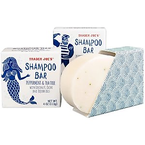 Trader Joe's Set of 2 Shampoo Bars Peppermint & Tea Tree with Coconut, Olive, and Jojoba Oils; Two 4 oz Bars