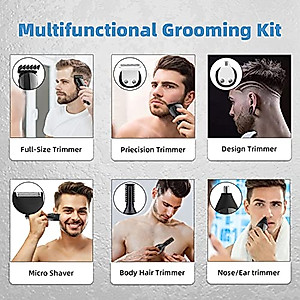 QBZDOUA Mens Hair Clipper Beard Trimmer Cordless Mens Grooming Kit Trimmer for Beard Head Face and Body Waterproof IPX7 LED Power Display