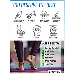 Sparthos Plantar Fasciitis Support - Arch Compression Sleeve - Foot Feet Brace, Ankle Pain Relief, Night Splint - Dr Sock Docsocks Soothers Supports - Mens and Womens (Beige-S)