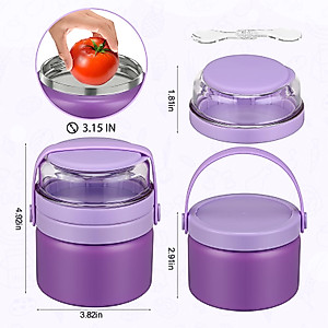 MAISON HUIS 2-in-1 Insulated Food Jar 8oz Soup Thermo with Tritan Snack Container Kids Thermo for Hot Food Lunch Containers Wide Mouth Vacuum Stainless Steel Leak Proof for School Travel