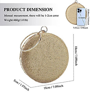 UBORSE Round Rhinestones Clutch Evening Bags for Women Gold Formal Bridal Wedding Clutch Purse Prom Cocktail Party Handbags