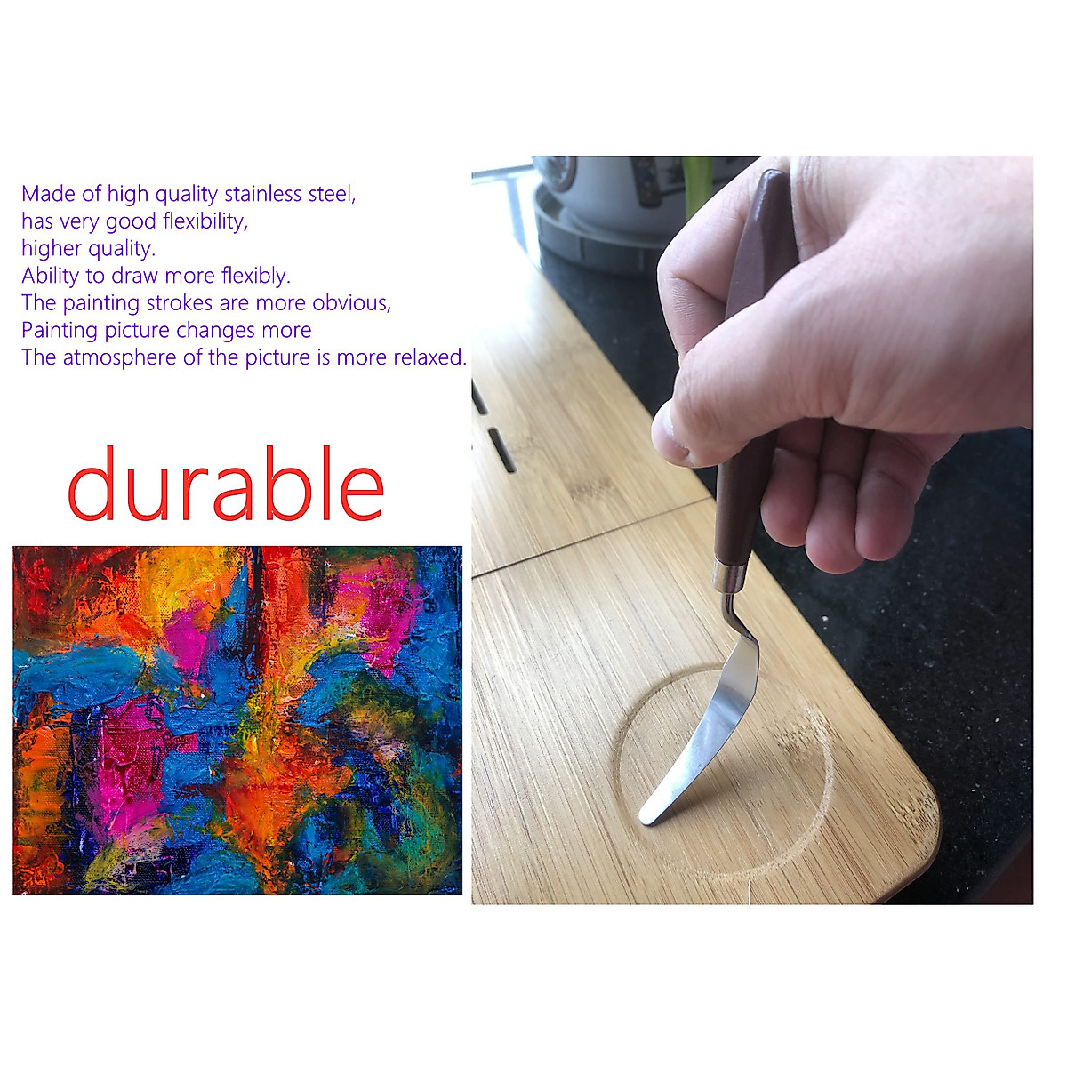 5 PCS Painting Knives Stainless Steel Spatula Palette Knife Oil Painting Accessories Color Mixing Set for Oil, Canvas, Acrylic Painting