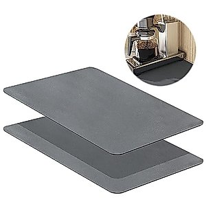 2Pcs Coffee Mat Hide Stain, 15.7*19.7 Inch PU Surface Inner Water Absorted Non Slip Rubber Backed Dish Drying Mat for Kitchen, Coffee Mats for Countertop Fit Under Coffee Machine Coffee Pot