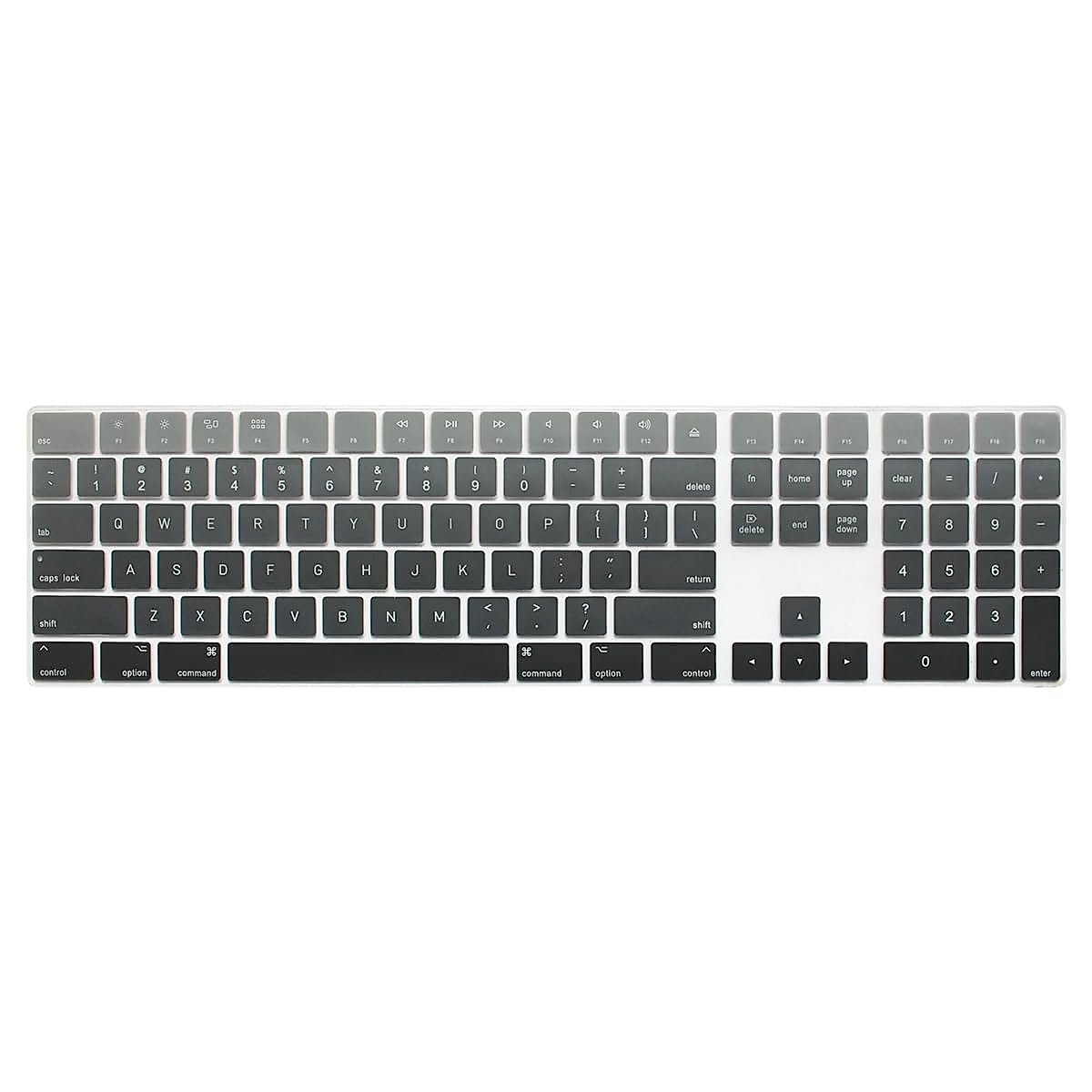 Boaulee Ultra Thin Silicone A1843 Keyboard Cover Skin for iMac Full Size Wireless Numeric 2017-2019 Magic Keyboard with Numeric Keypad MQ052LL/A A1843 US Layout (Gradient Gray)