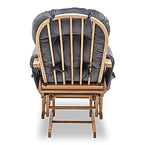 Paddie Glider Rocker Replacement Cushions with Storage Velvet Washable Non Slip for Glider Rocking Chair, 5PCS, Dark Grey