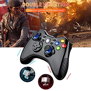 Wired PC Game Controller,Video Game Gamepad,with Dual-Joystick,Vibration Motors,7.2 feet USB Cable,Compatible with PC Windows,PS3,Android TV Box (Black)