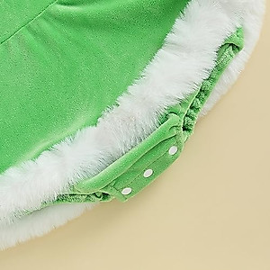 Mialoley Baby Girl Winter 2 Piece Sets Long Sleeve Patchwork Romper Dress Warm with Bowknot Headband Spring Fall Christmas (Green, 0-6 Months)