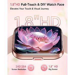 Smart Watch for Men Women(Call Receive/Dial), Alexa Built-in, 1.8" Touch Screen Fitness Tracker with Heart Rate Sleep Tracking, 100 Sports Modes, 5ATM Waterproof Smartwatch for Android iPhone, Pink