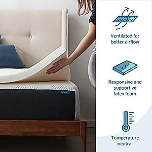 LUCID 2 Inch Dunlop Latex Mattress Topper, Twin