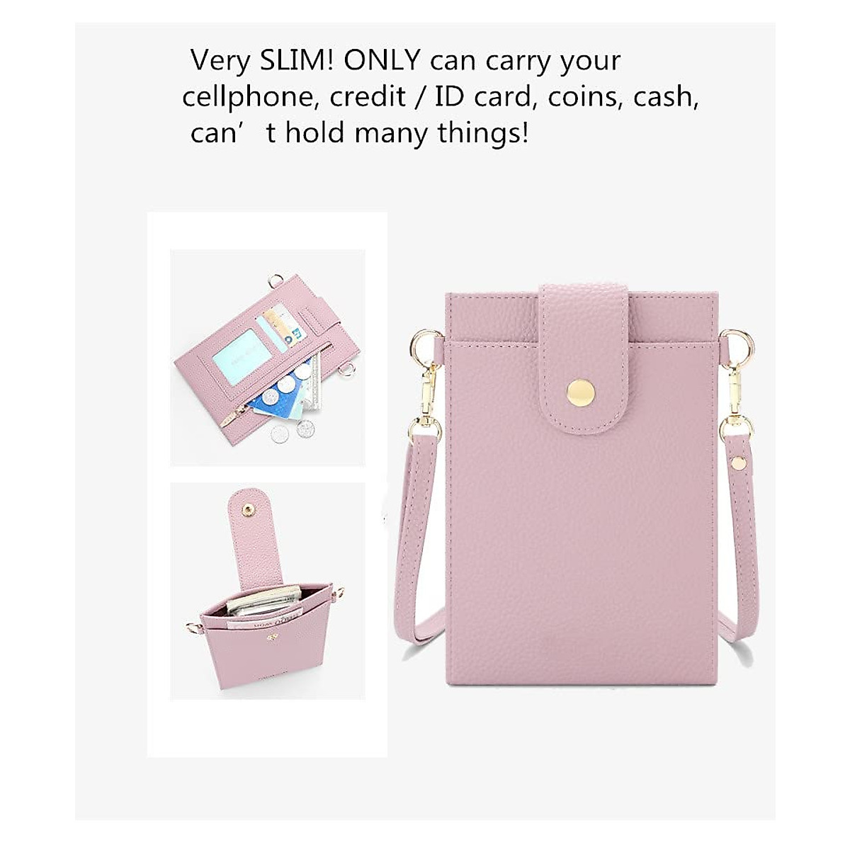 eMorevalue Slim Phone Bag Purse for iPhone 14 13 Pro Max/Samsung Galaxy S22 Ultra, S21 Ultra, Fe, S22 Plus, A71 5G, A53 5G, A12 A13, A22 5G, A32 5G, A42 5G, Cross Body Lanyard Case Wallet (Black)