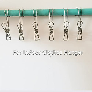 JZMYXA Stainless Steel Clothes Pins, 304 Stainless Steel Metal Long Tail Clothes Pins Stainless Steel Hook Clothes Pins Large Rust-Proof Clothes Pins (12)