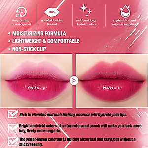 6 Colors Lip Tint Stain Set, Korean Lip Gloss Plumping Mini Liquid Lipstick, Multi-use Lip and Cheek Tint,Waterproof&Long Lasting,Natural Lip Stain Non-Sticky,Vivid Color (Avocado)