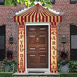 Patelai Halloween Carnival Circus Party Decorations Scary Circus Halloween Door Cover Decoration Carnival Theme Porch Banner Creepy Carnival Tent for Festival Wall Hanging Yard Sign(Carnival)