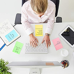 STOBOK Lined Sticky Notes,7 Packs Bright Color Self-Stick Memo notepads with line 3.9 x 6 inch,Legal Pads 50 Sheets per Notepad Memo Stickers for Office,School,Home