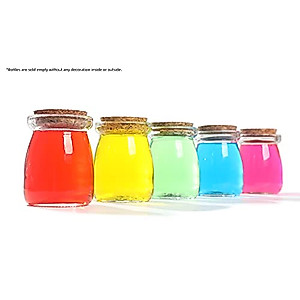 Magic Season Decorative Glass Bottles with Cork Stopper (3.3 oz. Pudding Bottles / 6 Pcs)