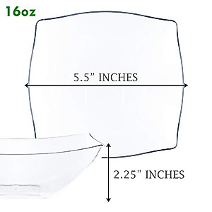 PLASTICPRO Disposable Square Serving Bowls, Party Snack or Salad Bowl, Plastic Clear or White Pack of 4 (16 OUNCE, Clear)