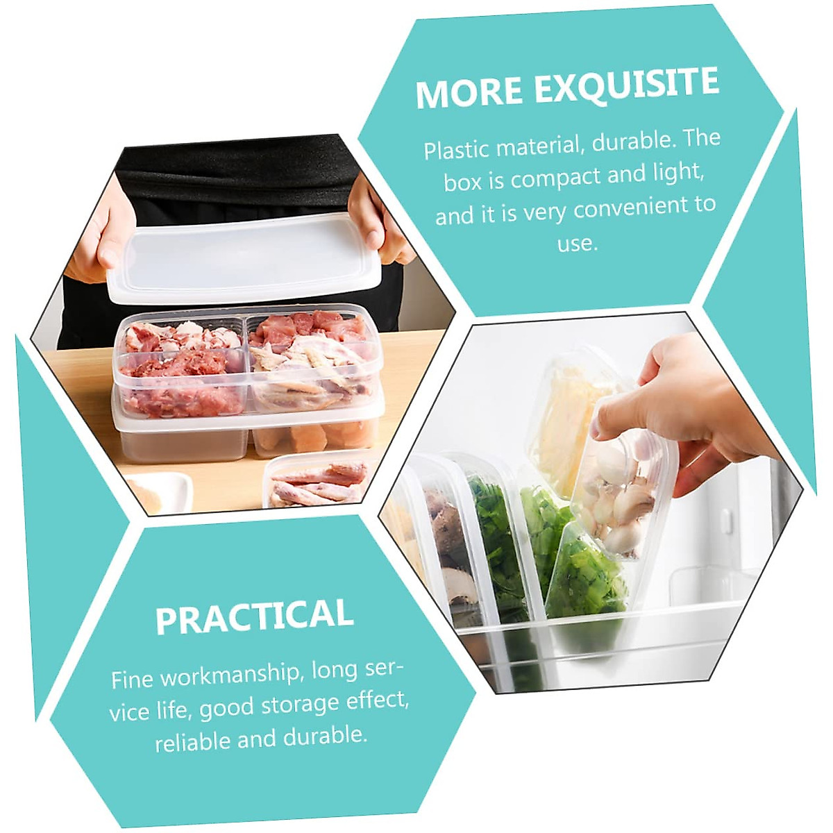 Angoily 3pcs Box Storage Box Containers with Lids Storage Cubes with Lid Refrigerator Fridge Food Clear Storage Bin with Lid Fridge Storage Container White Plastic Can Vegetable