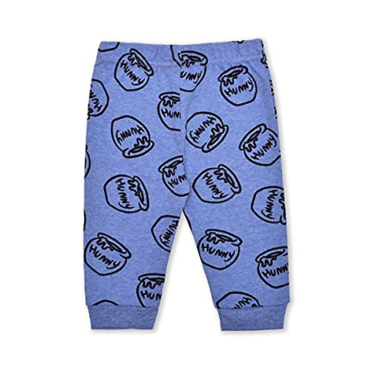 Disney Baby Boy Winnie the Pooh Long Sleeve Grey Bodysuit, Blue Bib and Baby Pants Set