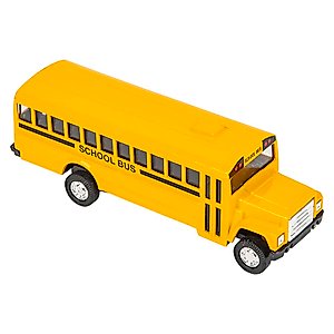 Rhode Island Novelty 5 Inch Die Cast School Bus with Pull-Back Action, 1 Per Order