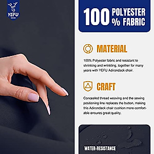 YEFU Adirondack Chair Cushion, Rocking Chair Cushions High Back, Thickened Patio Chair Pad for Indoor and Outdoor, 49x20x5 Inch, Navy