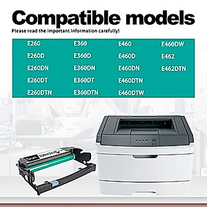 XENONK E260X22G Compatible Drum Unit Replacement for Lexmark E260 E260d E260dn E260dt E260dtn E360 E360d E360dn E360dt E360dtn E460 E460d E460dw E462dtn Printer Drum Unit (1 Pack, Black)