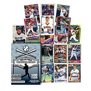 Assorted Set of 100 Baseball Trading Cards - All New Condition Cards - Perfect Starter Set for Kids, Adults, & Collectors - Potential Superstar and Hall of Fame Cards Available - Retail Packaging