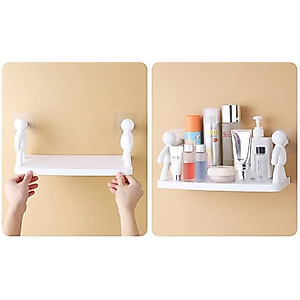 Giroayus Punching-Free Villain Storage Rack The Kitchen Toilet Receive Shelf，Floating Shelves Bathroom Wall Mounted Shelf (White, 4pc)