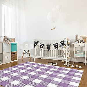 ARTSHOWING Lavender Purple Plaid Large Area Rug 2' x 3', Durable Indoor Outdoor Rugs with Non-Slip Backing for Bedroom Living Room Nursery Kids Home Decor, Fresh Pattern