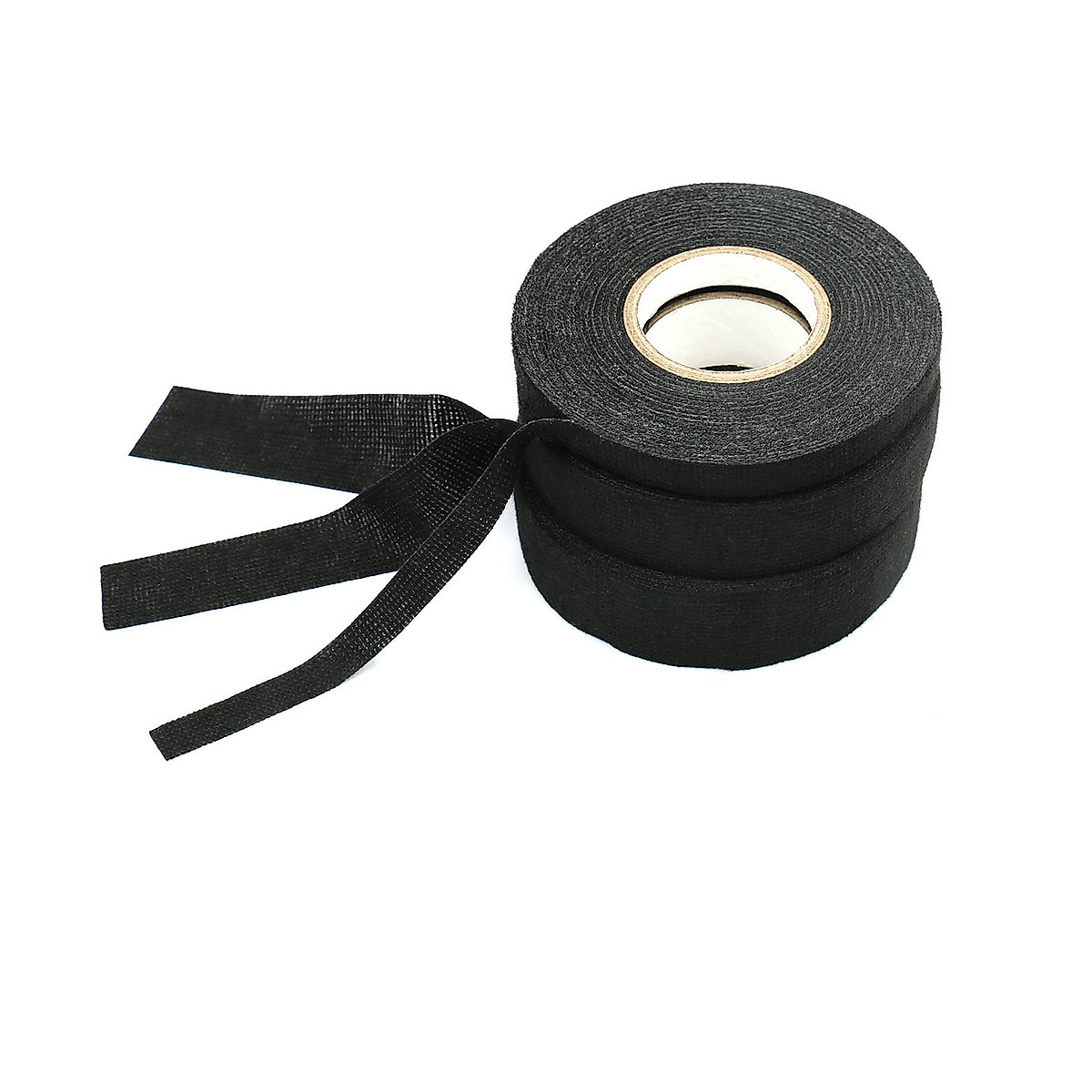 Tueascallk 6 Rolls 300 Feet Black High Temperature Resistant Insulating Fiber Flannel Electrical Tape, Automobile Wiring Harness Friction Tape, Width 1", 3/4", 3/8"