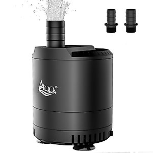 AQQA 160-800GPH Aquarium Submersible Water Pump with 2 Nozzles Adjustable Waterflow Ultra Quiet Electric Water Pump for Fish Tank Water Circulation Pool Draining Water Fountain (30W, 530GPH)