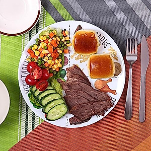 Viynran 10" Portion Control Plate for Balanced Eating - Healthy Nutrition Plate for Adults and Teens - Melamine Dividers, Weight Loss, Diabetes Plate (1 Pack)