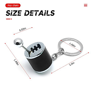 Car Shifter Gear Keychain, 6 Speed Shifter Keyring Gadgets, Car Shift Lever Manual Transmission Gearbox Pendant Accessories (Black)