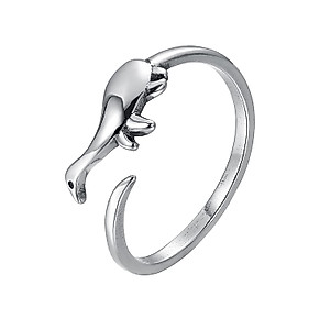 LOVECOM 925 Sterling Silver Dinasaur Ring Stacking Cute Animal Open Finger Rings Adjustable Rings Bands for Women Jewelry Birthday Graduation Gifts for Her