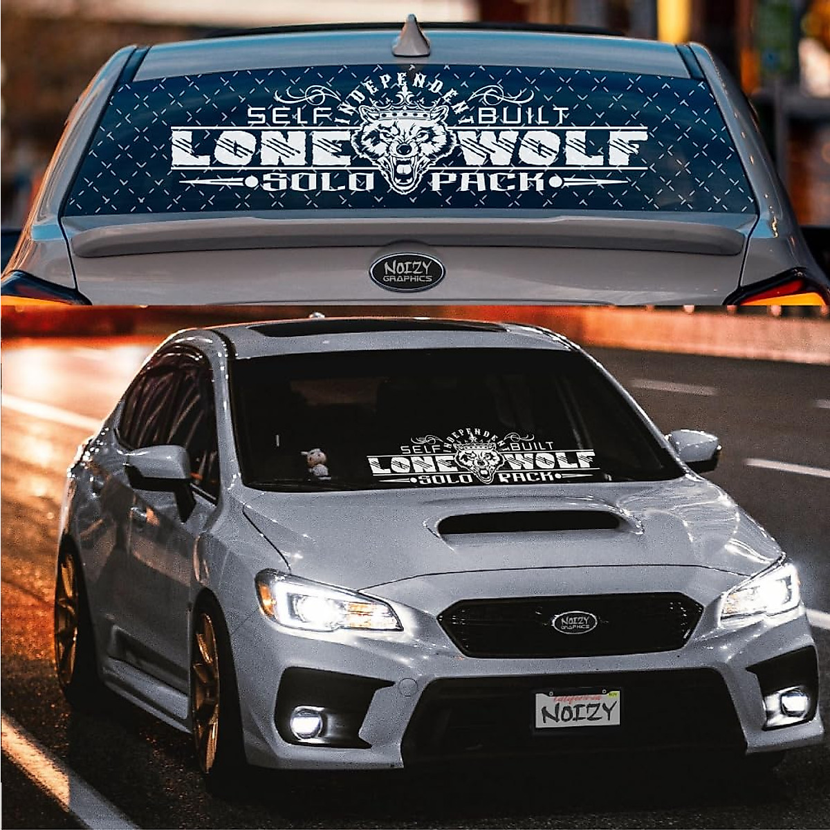 Noizy Graphics 24" JDM Rear Window Decal Windshield Sticker RW-68 Lone Wolf Self Built Independent Racer Antisocial Solo Pack Car Vinyl Japanese Flag Kanji Bottom Back Side Color: Silver