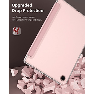 MoKo Case Fits Samsung Galaxy Tab A8 10.5 Inch 2022 (SM-X200/SM-X205/SM-X207), Slim Case Trifold Stand with Auto Sleep/Wake Function and Soft TPU Translucent Frosted Back Cover, Pink