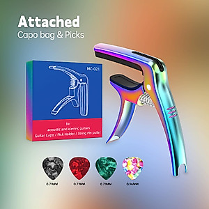 TANMUS 3in1 Guitar Capo for Acoustic and Electric Guitars(with Pick Holder and 4Picks),Guitar Accessories (MC-021)