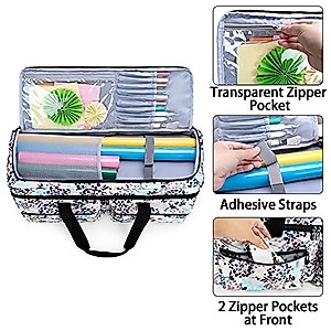 CURMIO Double Layer Carrying Case Compatible for Cricut Maker, Cricut Explore Air 2 and Silhouette Cameo 4, Travel Storage Bag with Pockets for Craft Tools, Dandelion (Bag only, Patented Design)