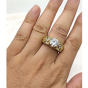 Ringcrown 2 Rings Couple Rings Matching Ring Bridal Sets 10kt Gold Plated AAA Cz Womens Wedding Ring Wing Ring Tungsten Man Wedding Bands