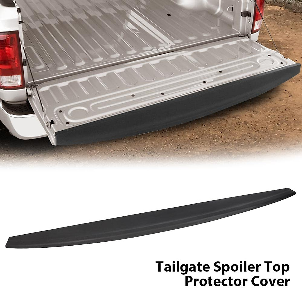 PIT66 Tailgate Molding Cap, Compatible with 09-18 Dodge Ram 1500(2019 Dodge Ram 1500 Classic Body Style)/10-18 Ram 2500 & 3500, 55372052AH/TO1904100, Tailgate Cap Spoiler Moulding Protector Top Cover