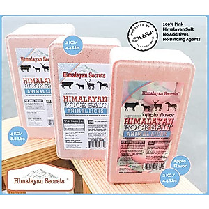 Himalayan Secrets 8.8LB (4KG) Compressed Pink Himalayan Salt Animal Lick Brick for Livestock and Wildlife - 100% Pure & Natural Feed Salt - 84 Natural Minerals and Trace Elements