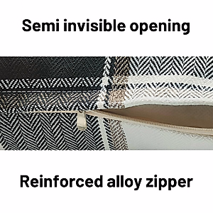 Balophily Sofa Square Throw Pillow Covers 18x18 Set of 2, Polyester Buffalo Plaid Couch Throw Pillow Cases, Black and White